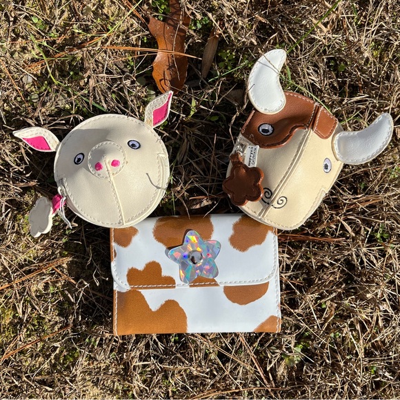 Vintage | Bags | Cow Print Wallet Coin Purse Set | Poshmark